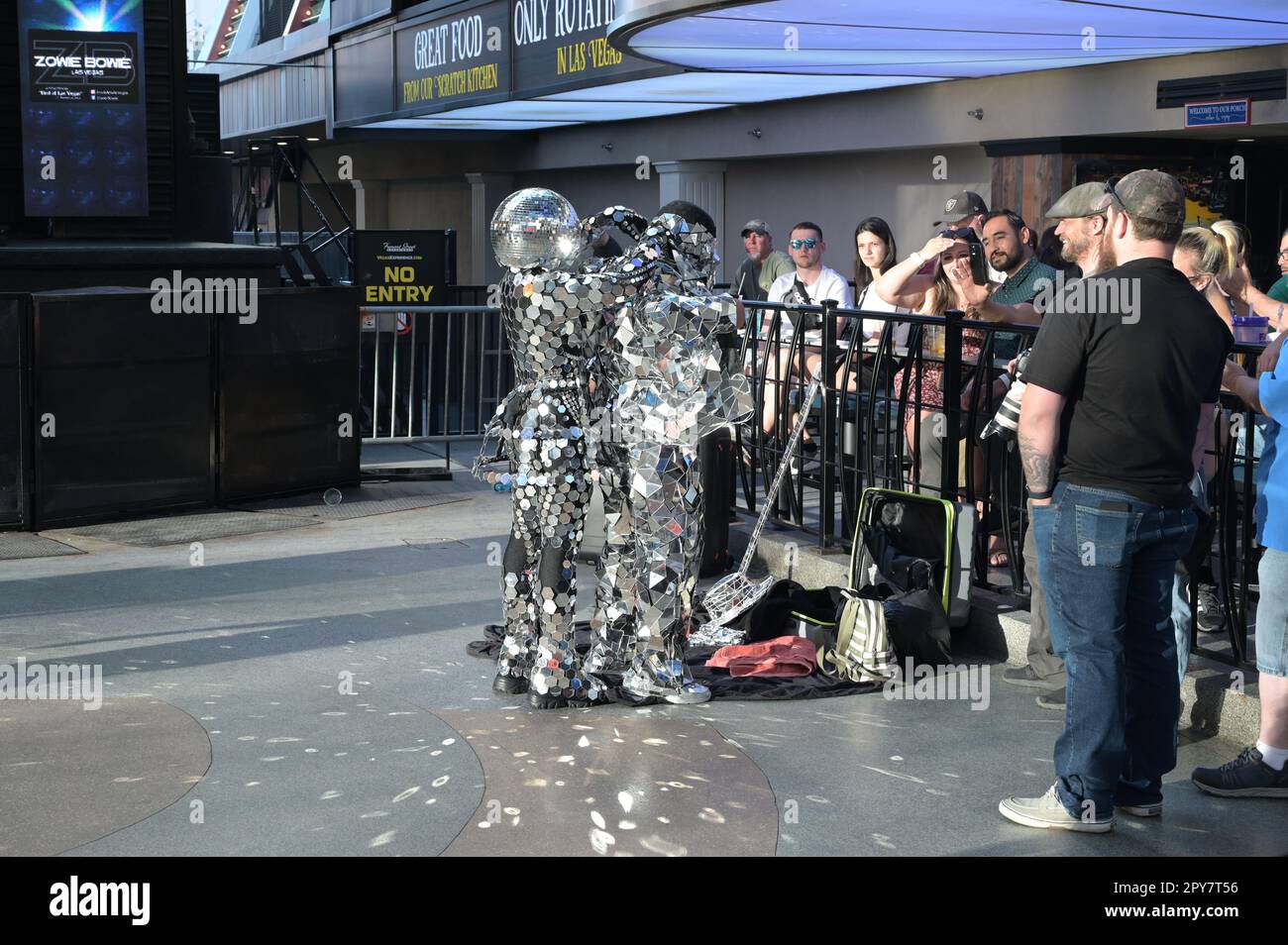 Street performers getting ready at Fremont Street in Las Vegas Stock ...