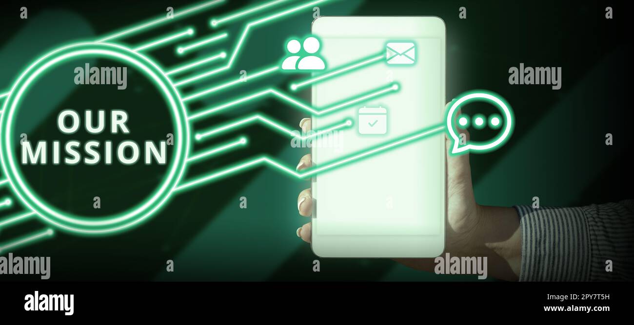 Hand writing sign Our Mission. Business overview tasks or schedule we ...