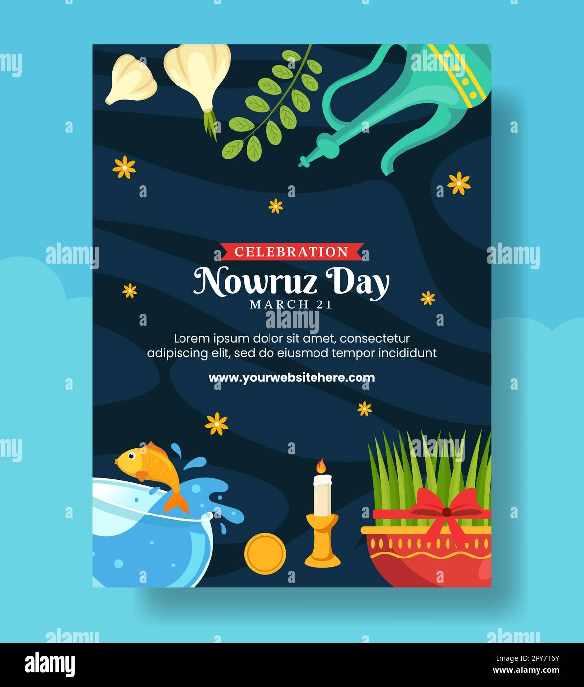 Happy Nowruz Day Vertical Poster Flat Cartoon Hand Drawn Templates ...