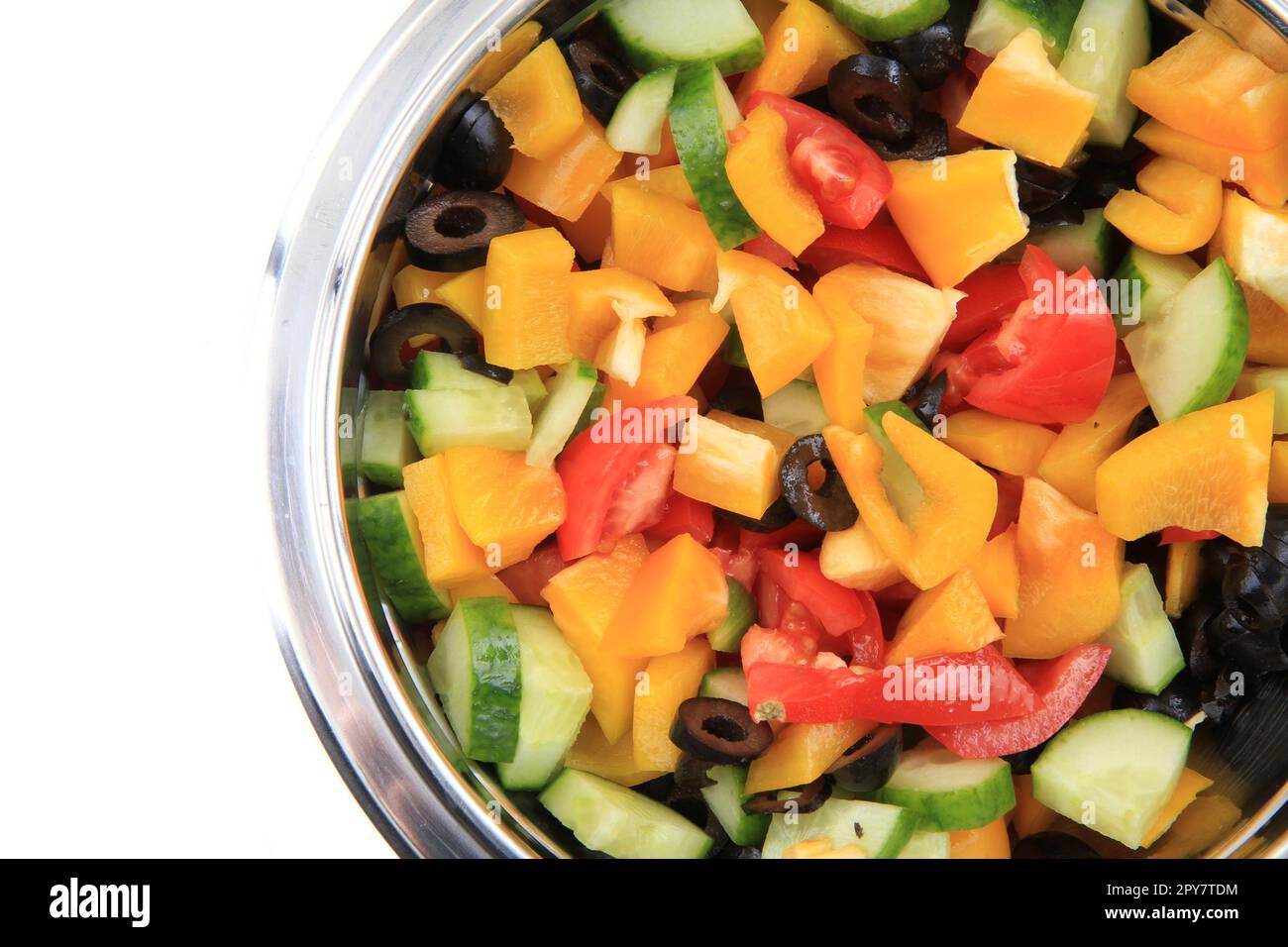olive tomato cucumber pepper salad as nice background Stock Photo - Alamy