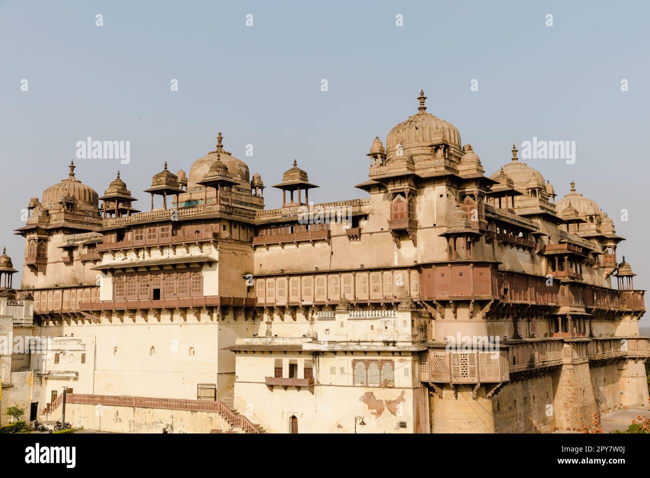 The historic Orchha Fort in India, with its intricate architecture and ...