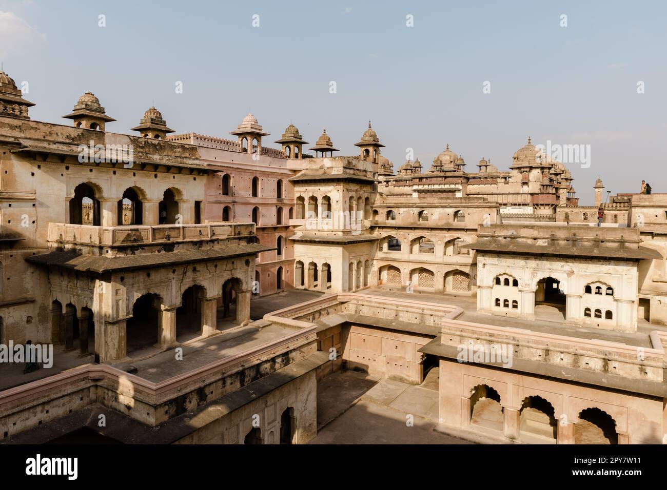 The historic Orchha Fort in India, with its intricate architecture and ...