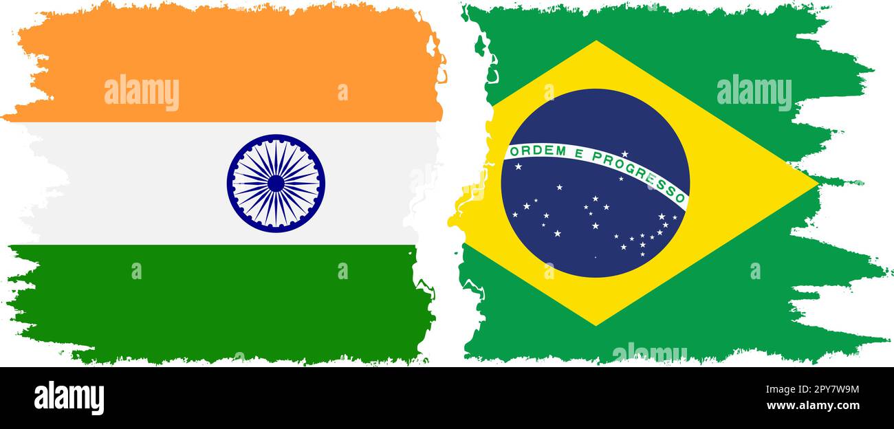 Brazil and India grunge flags connection, vector Stock Vector Image ...