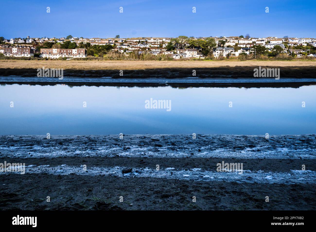 The tidal Gannel river Newquay in Cornwall in the UK Stock Photo - Alamy