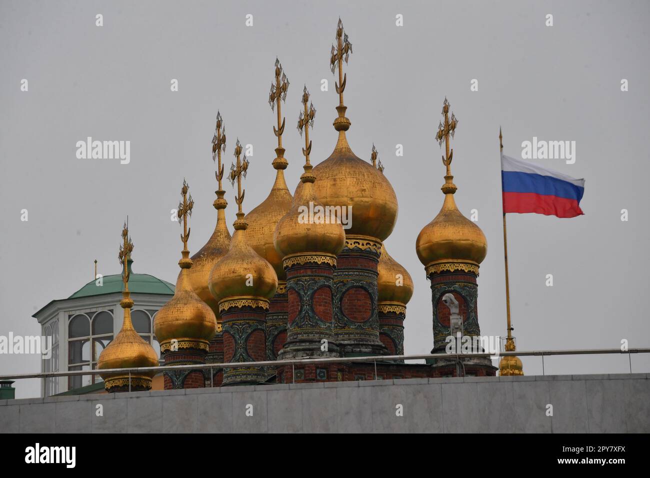 Moscow. Domes of the Verkhospassky Cathedral on the territory of the ...