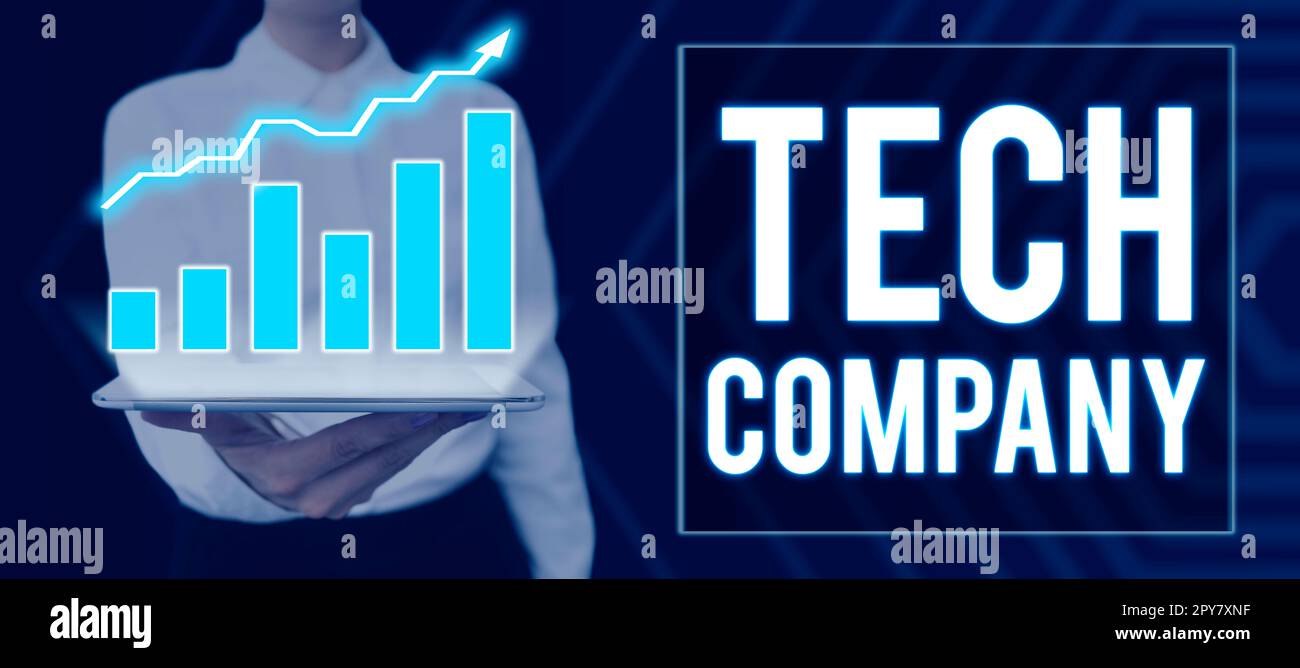 Handwriting text Tech Company. Concept meaning a company that invents ...