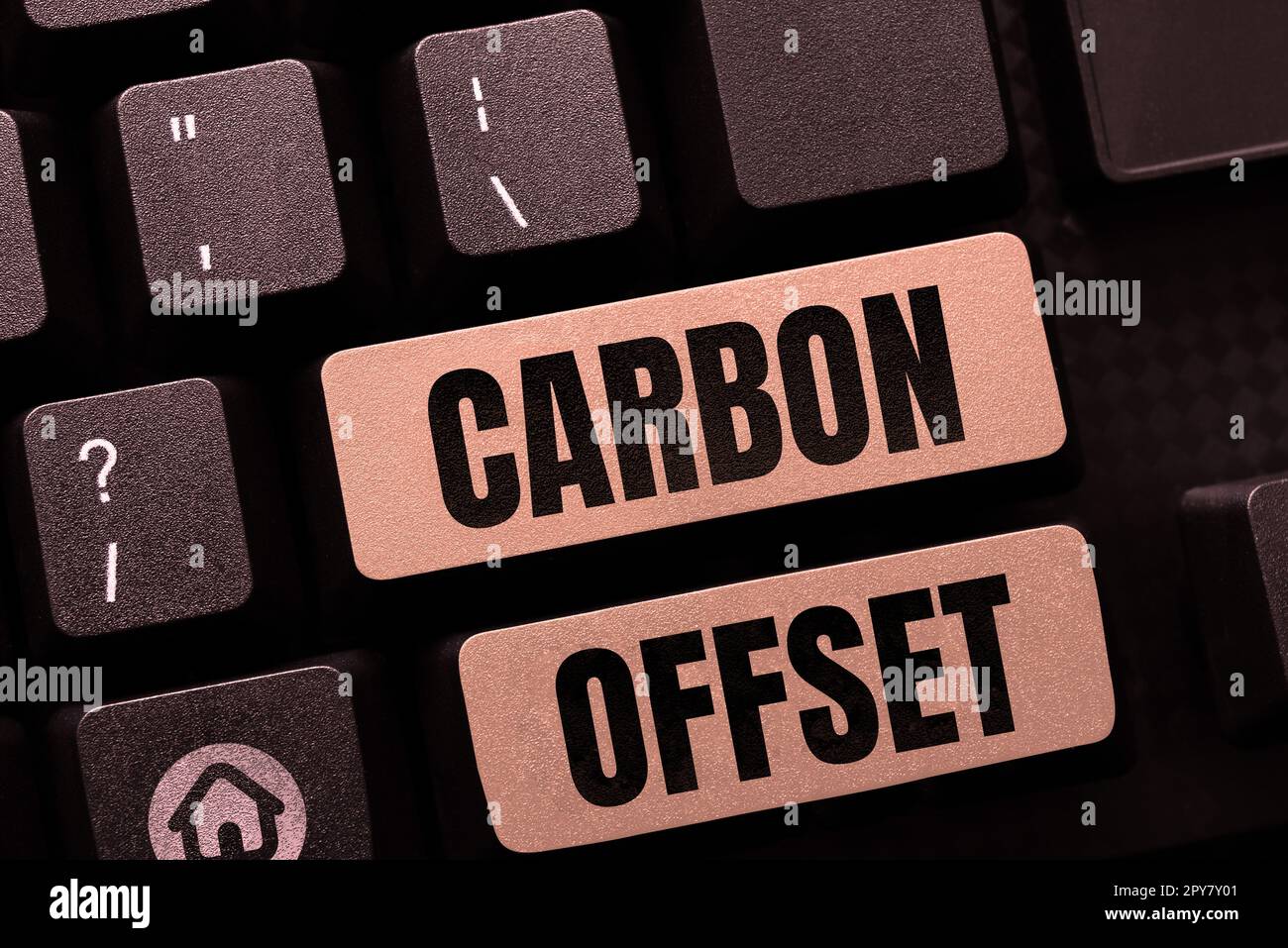 Hand writing sign Carbon Offset. Word Written on Reduction in emissions ...