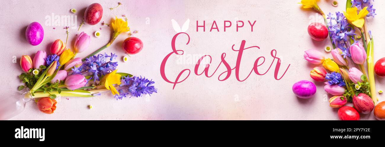 Colorful signs of spring for easter greetings Stock Photo - Alamy