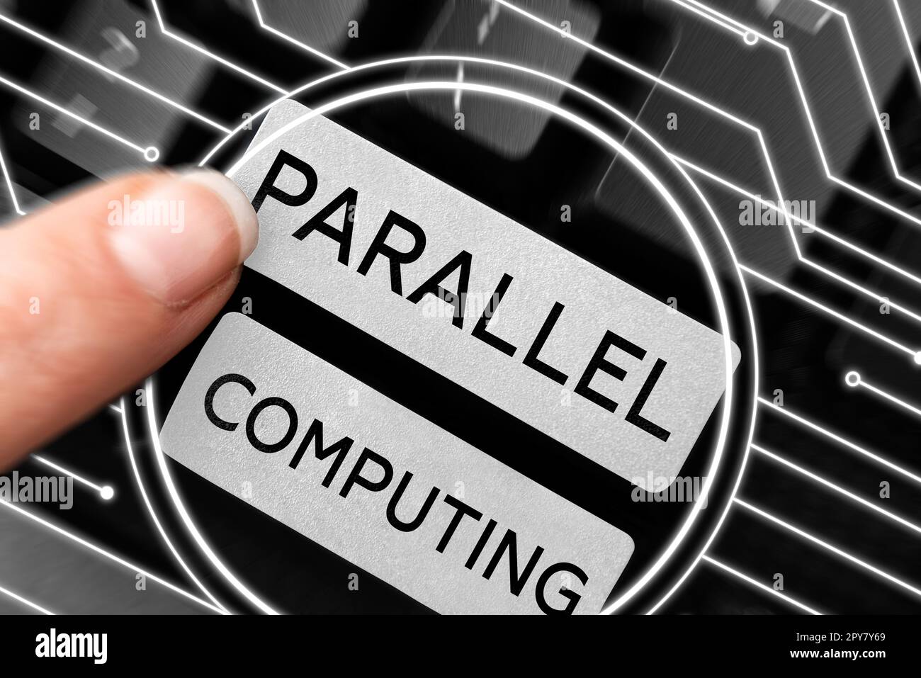 Hand writing sign Parallel Computing. Word Written on simultaneous calculation by means of ...
