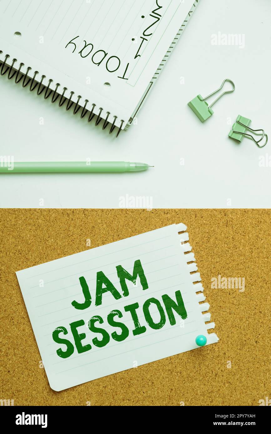 Inspiration showing sign Jam Session. Business showcase impromptu ...