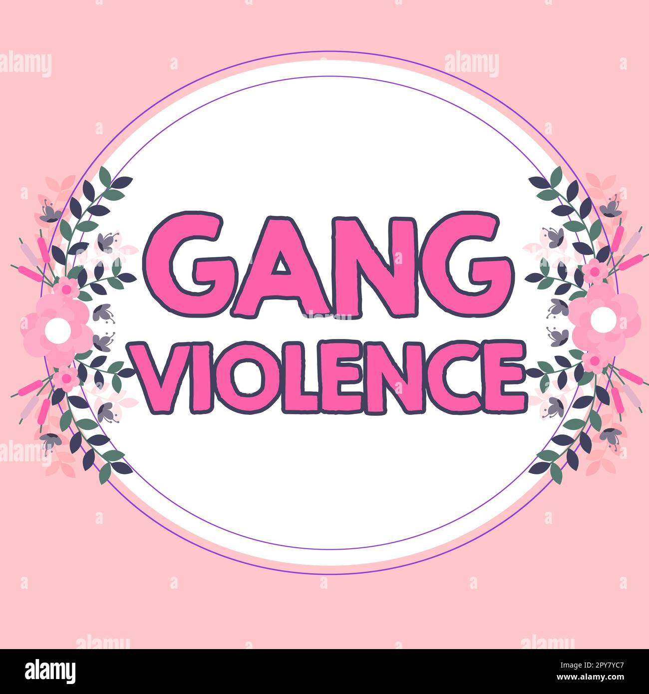 Text sign showing Gang Violence. Word for infringement of the laws ...