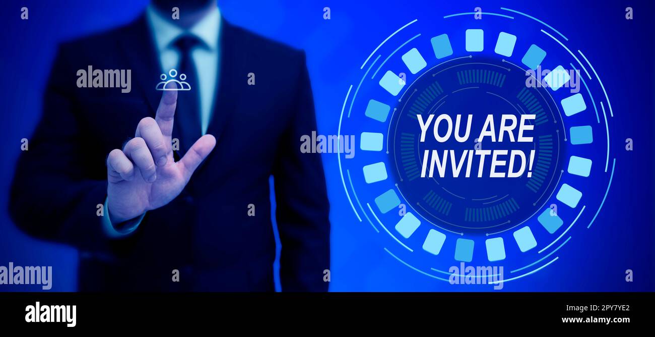 Text sign showing You Are Invited. Business showcase Receiving and ...