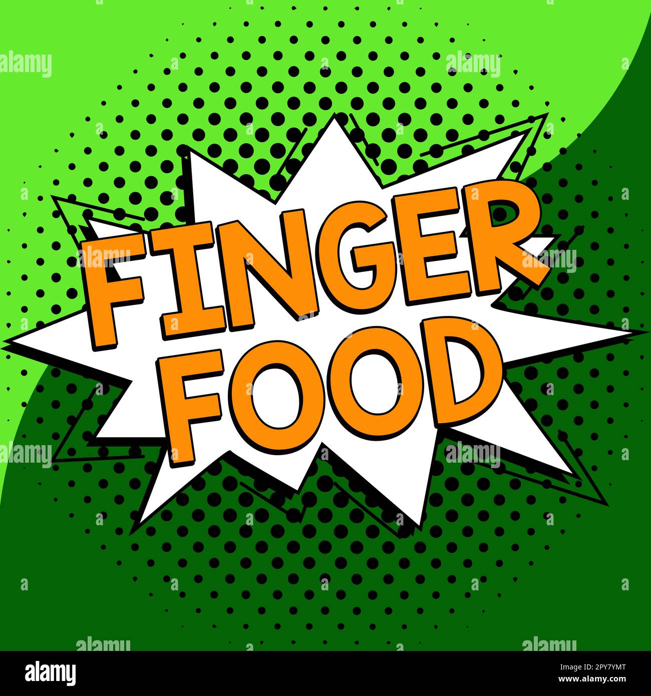 Conceptual display Finger Food. Word Written on products and digestives ...