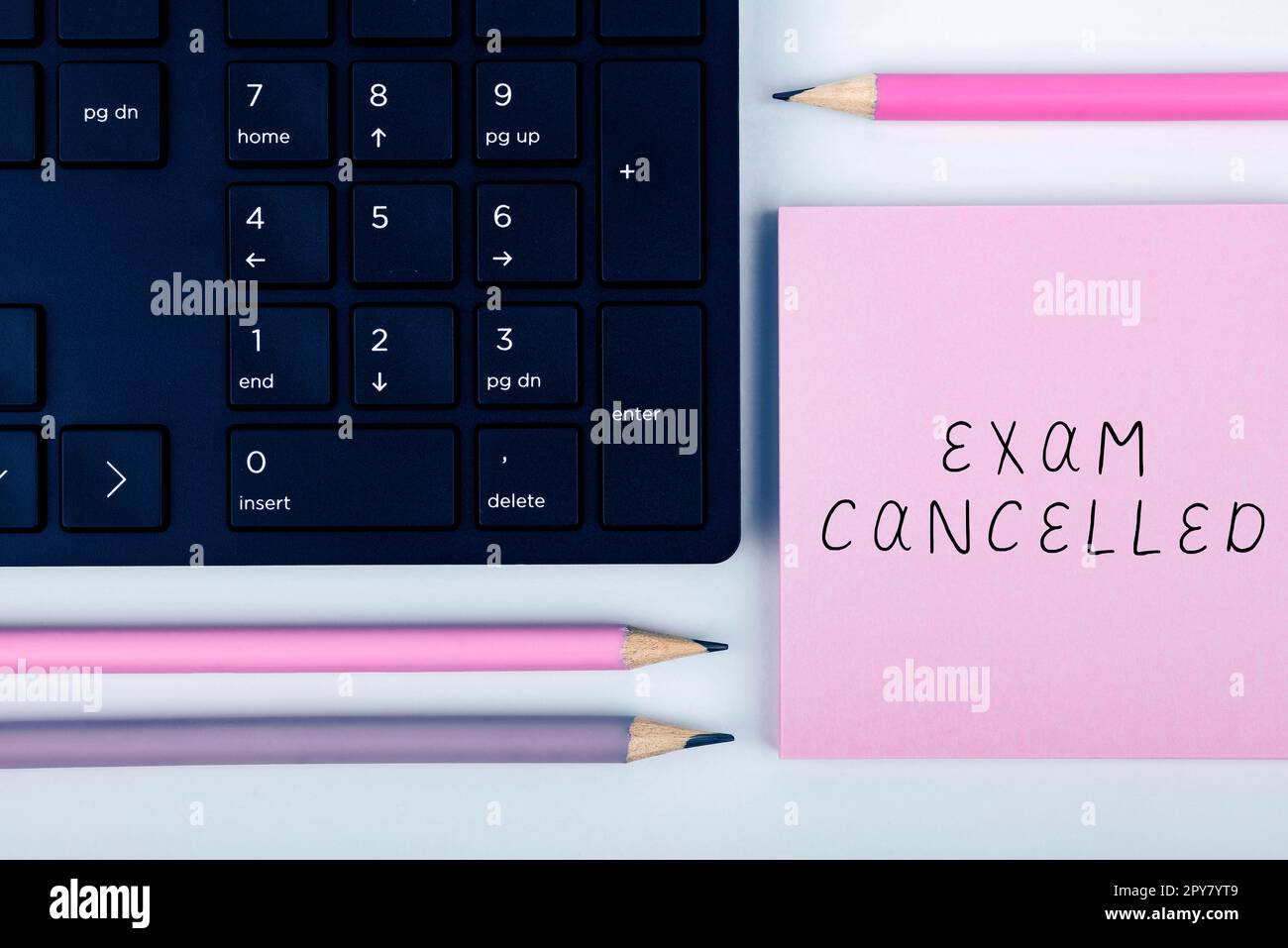 Hand writing sign Exam Cancelled. Business showcase the precise ...