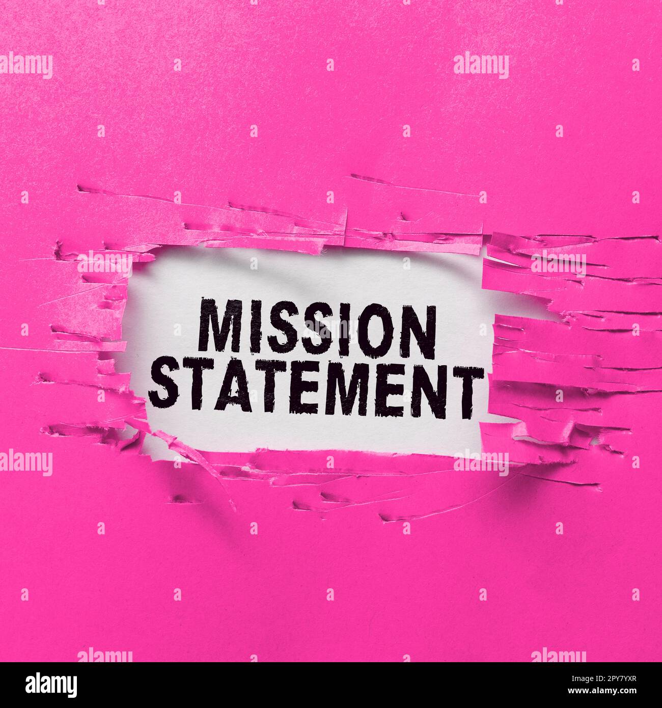 Hand writing sign Mission Statement. Concept meaning Formal summary of ...