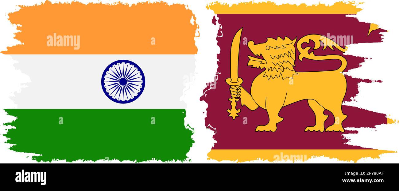 Sri Lanka and India grunge flags connection, vector Stock Vector Image ...