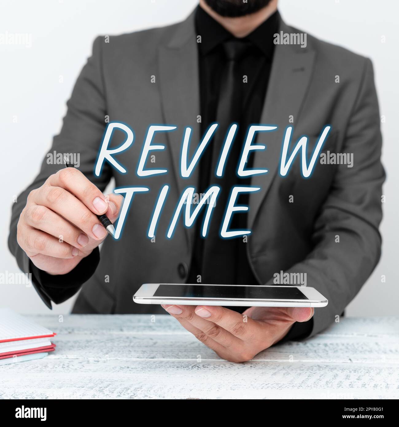 Inspiration showing sign Review Time. Business overview situation or ...