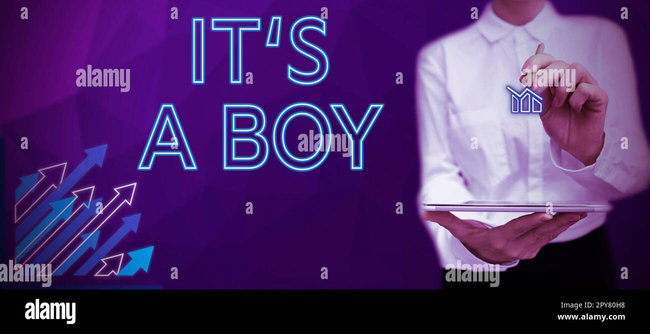 Sign displaying It S A Boy. Word for Expecting a male baby cute blue ...