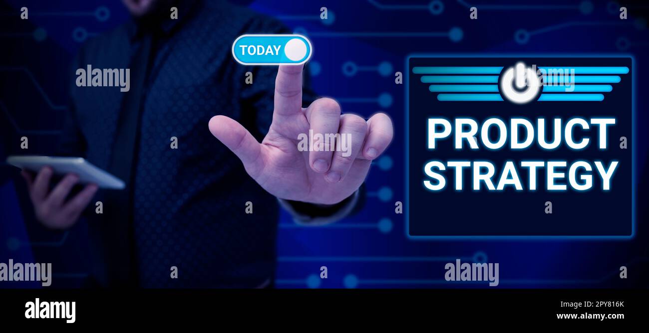 Inspiration showing sign Product Strategy. Business showcase long term ...