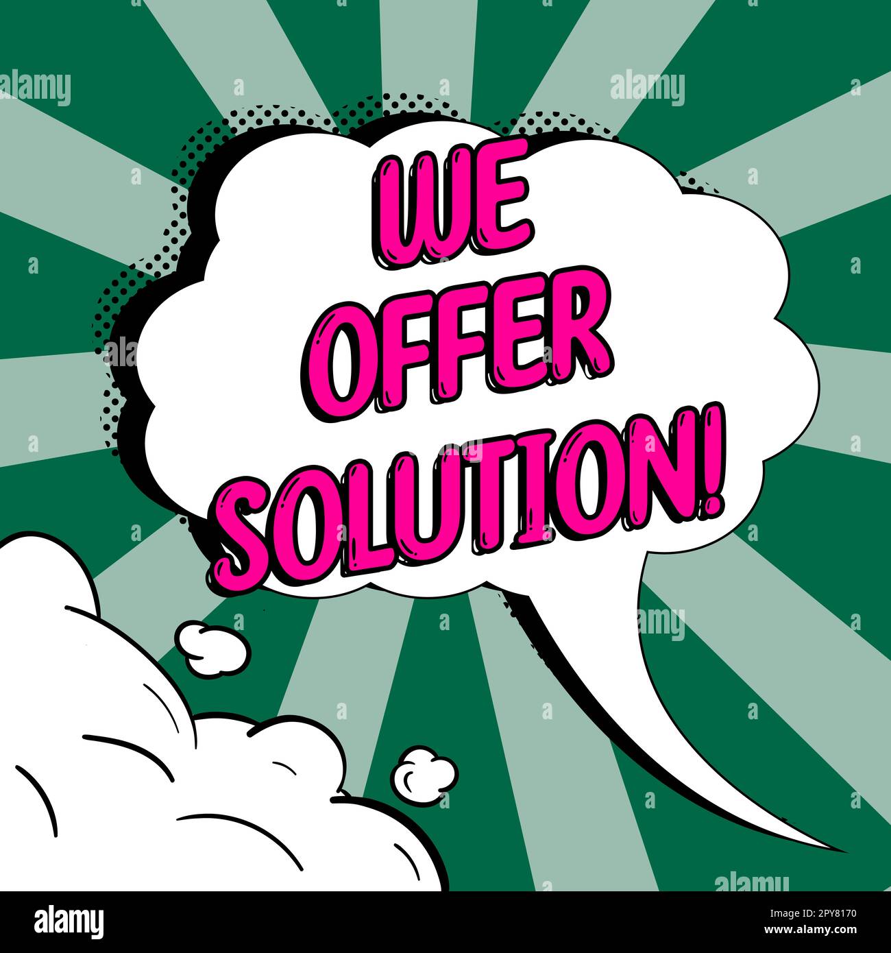 Sign displaying We Offer Solution. Business overview give means of solving problem or dealing ...