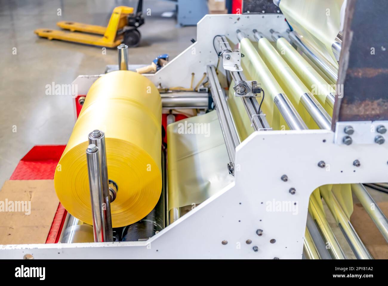 large plastic roll in the factory for the production of plastic ...