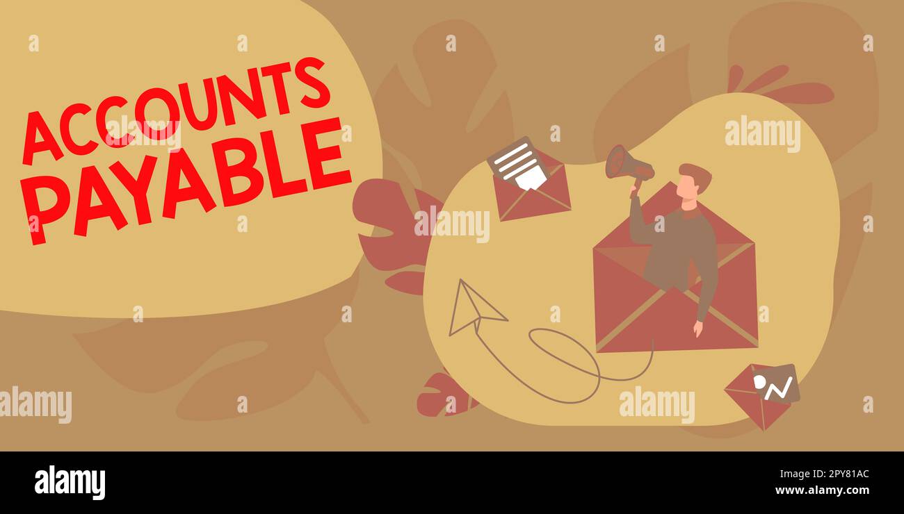 Hand writing sign Accounts Payable. Business concept money owed by a ...