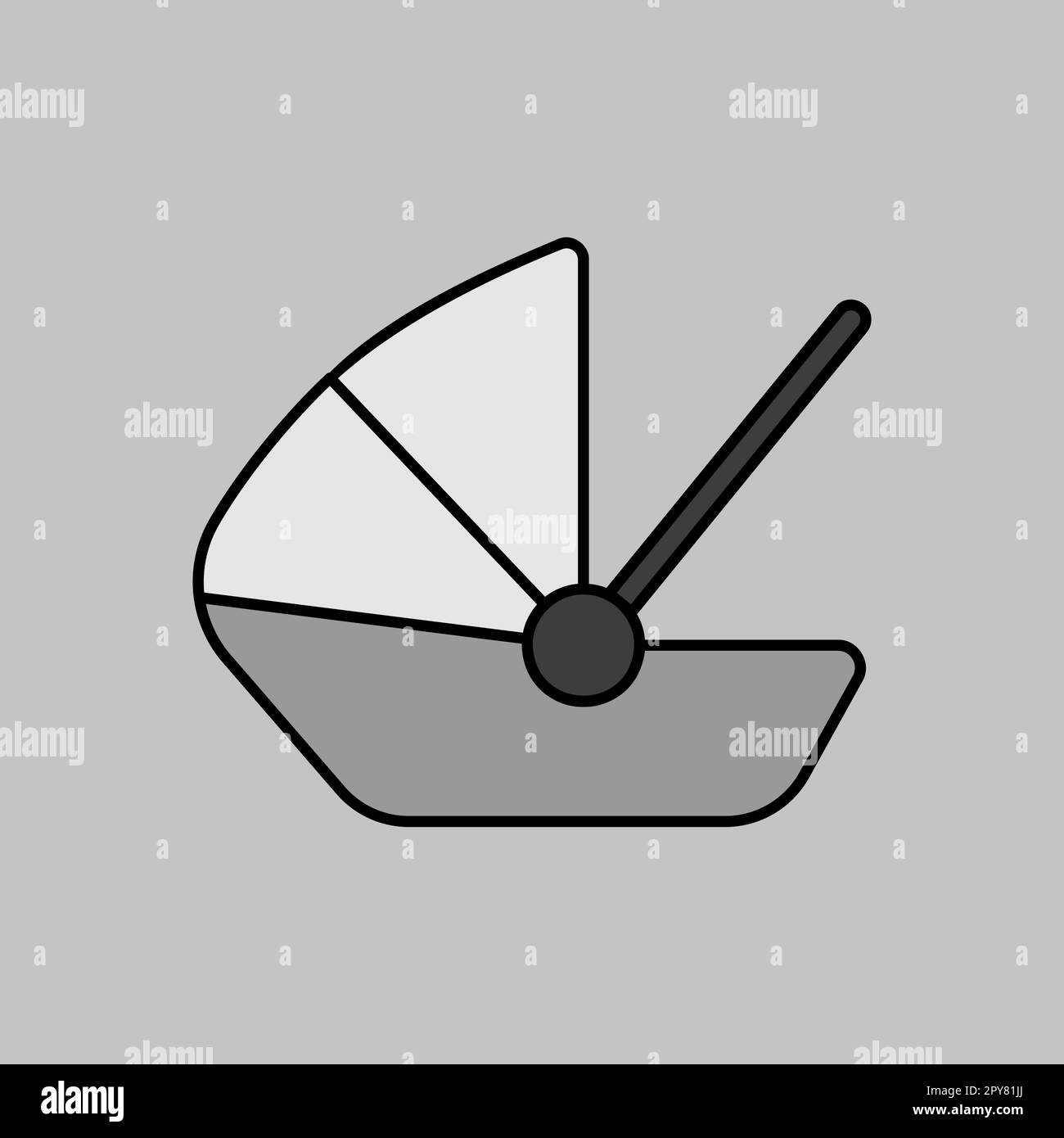 Carrycot baby vector isolated grayscale icon. Graph symbol for children ...