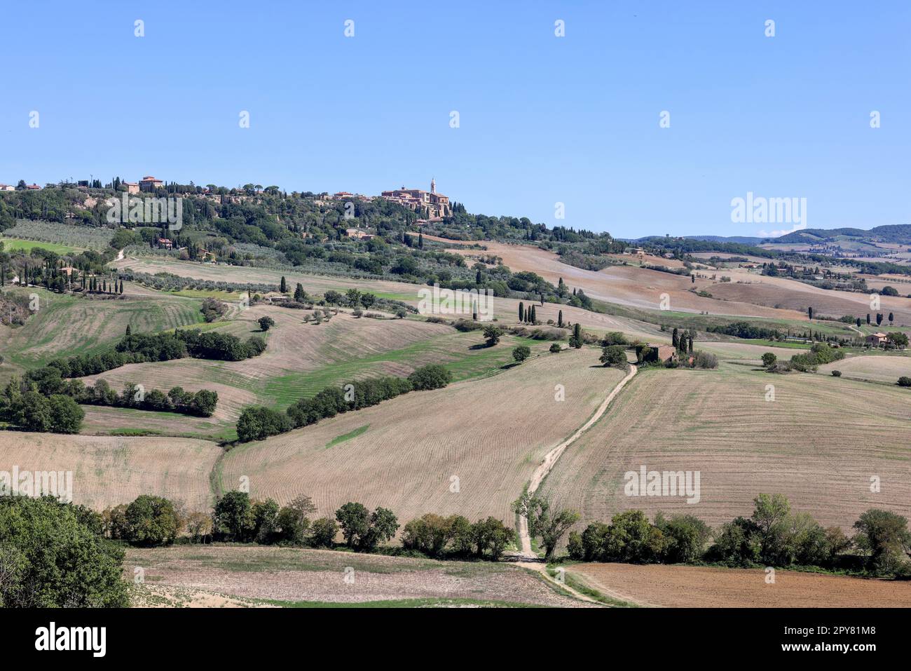 The rural landscape near Pienza in Tuscany. Italy Stock Photo - Alamy
