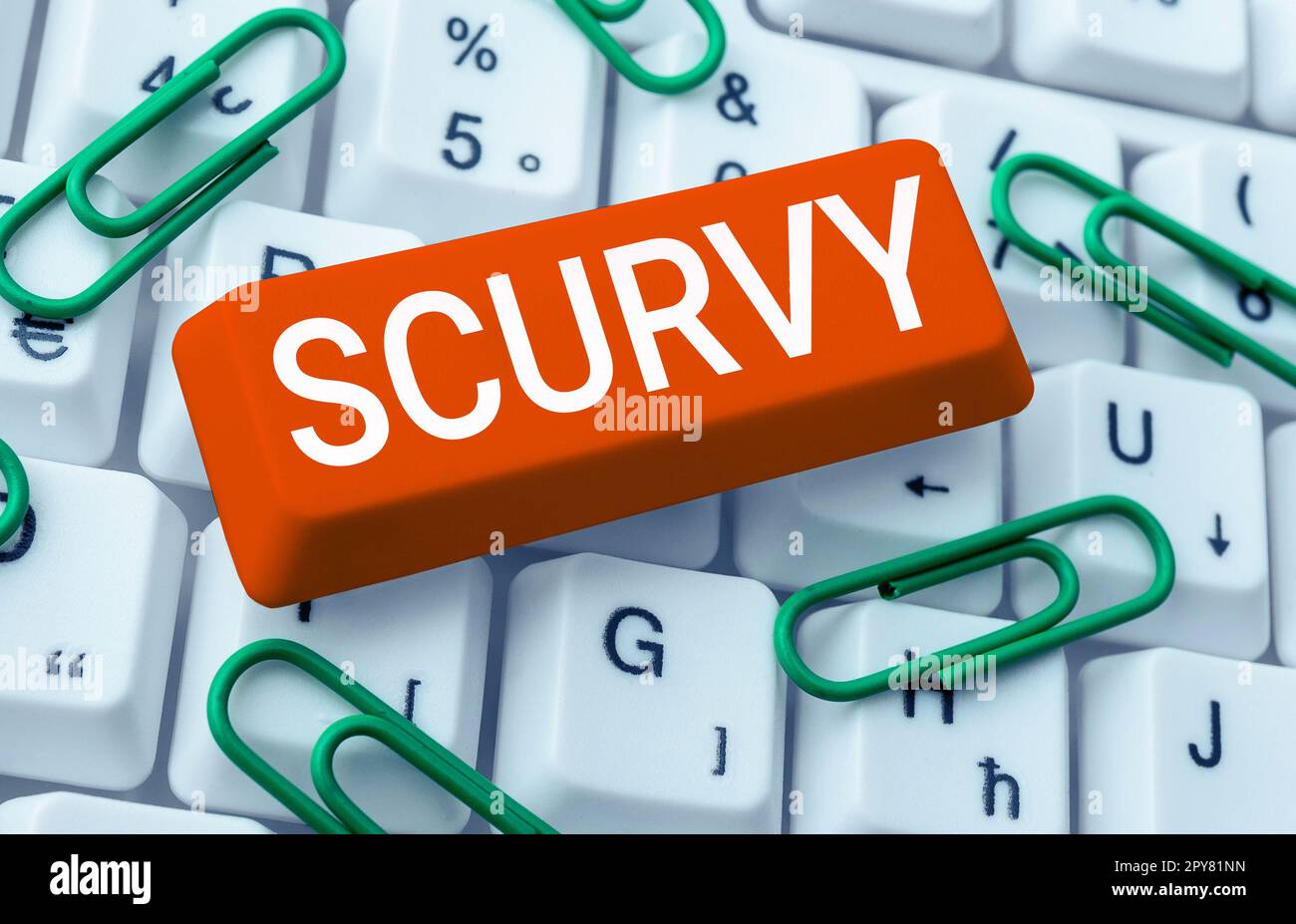 Hand writing sign Scurvy. Word Written on disease caused by a lack of ...