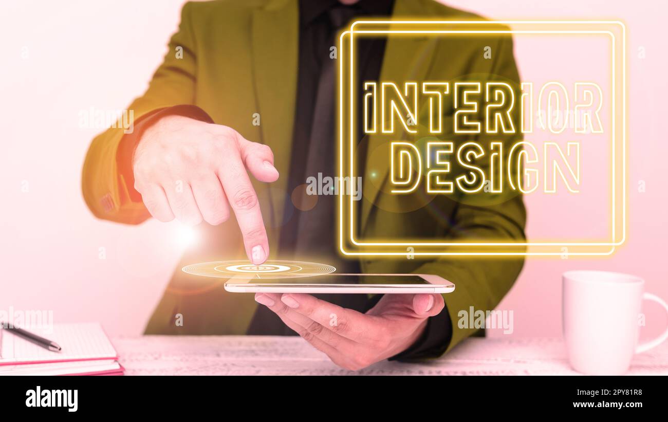 Hand writing sign Interior Design. Conceptual photo the art of ...