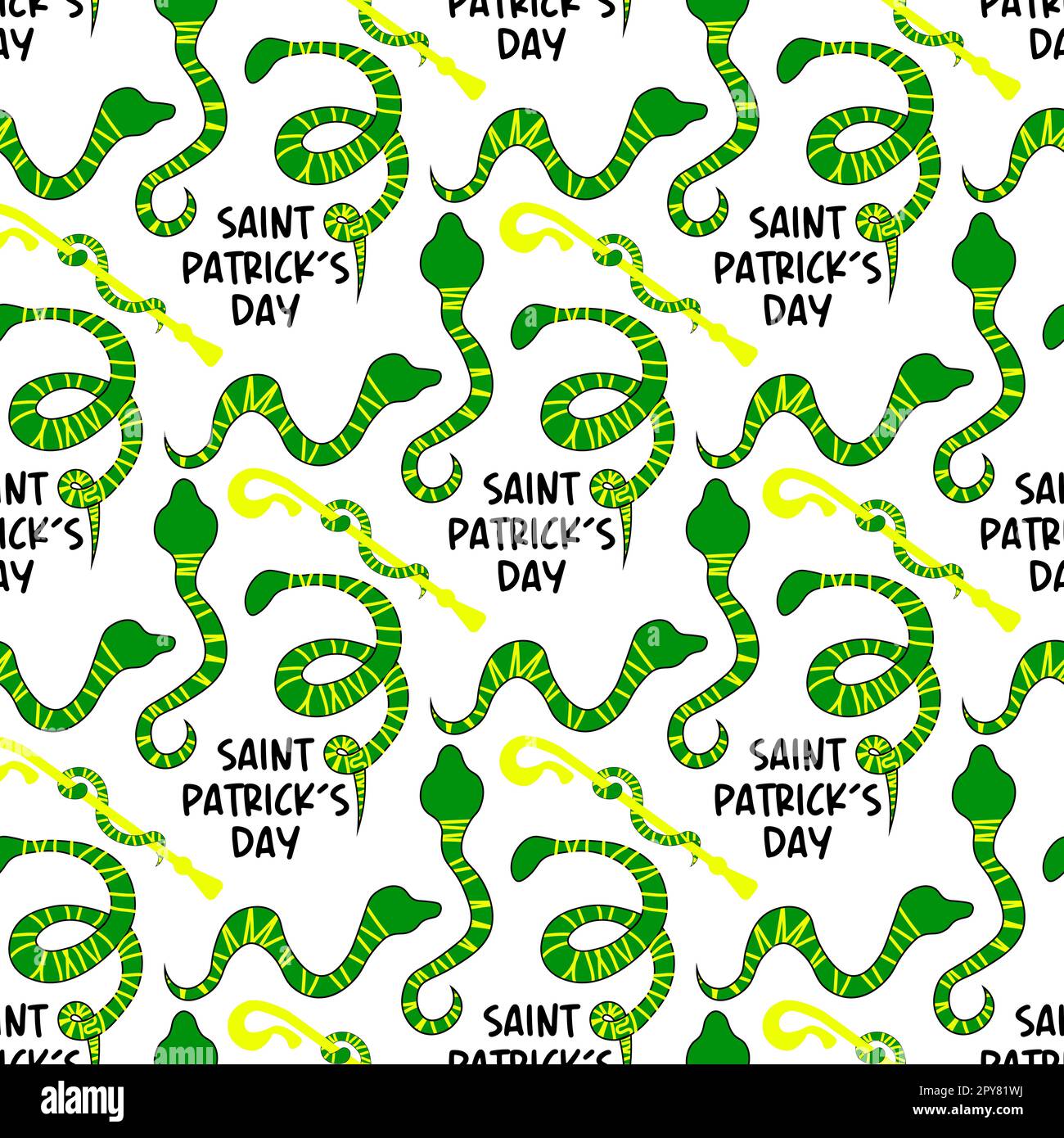 St. patrick's day pattern. Snakes are a symbol for Patrick's Day. Staff ...