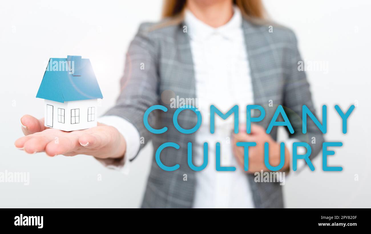 Text sign showing Company Culture. Concept meaning The environment and ...