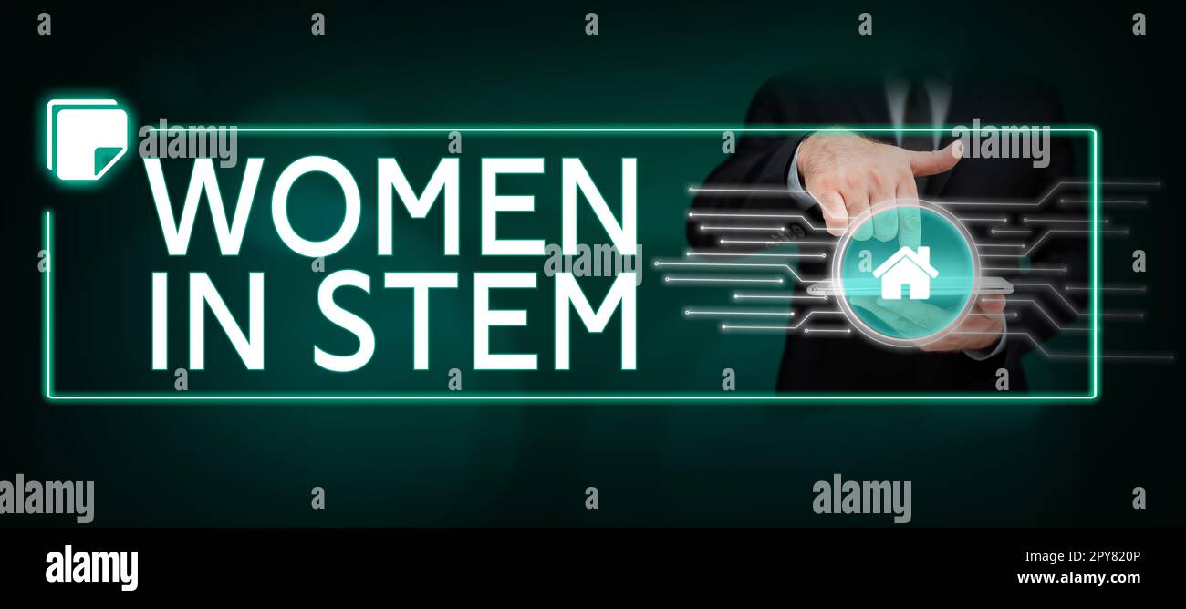 Conceptual caption Women In Stem. Concept meaning Science Technology ...