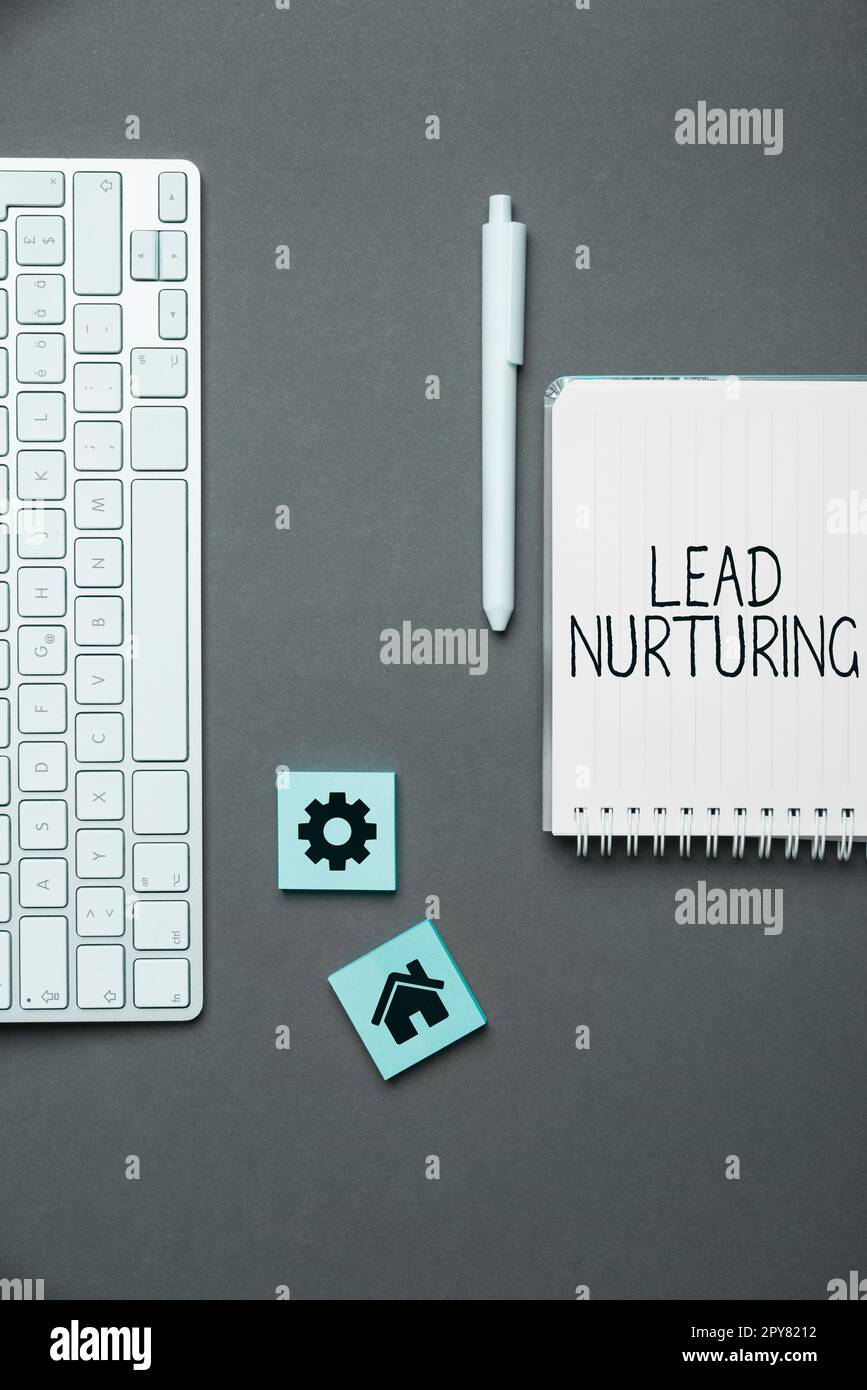 Conceptual display Lead Nurturing. Business overview method of building ...