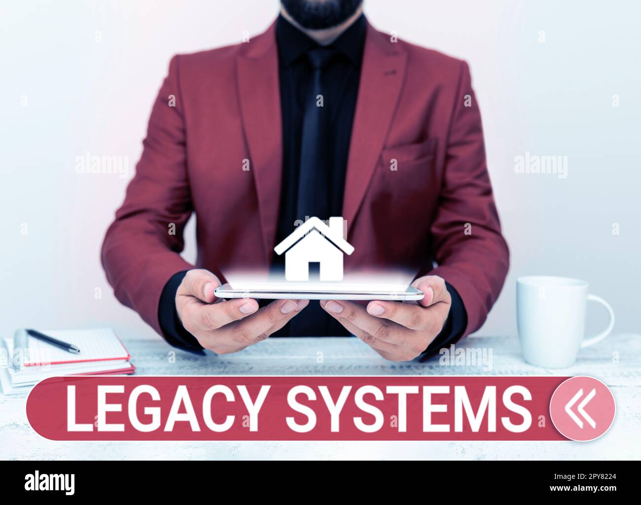Text caption presenting Legacy Systems. Business concept old method ...
