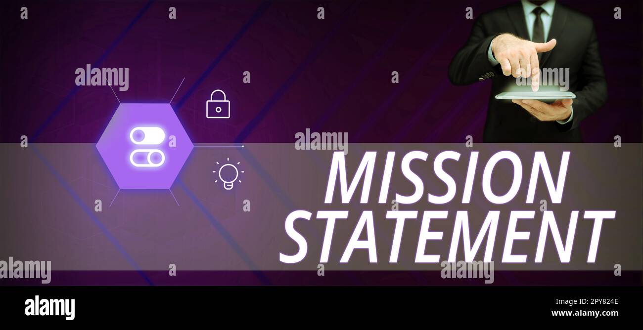 Writing displaying text Mission Statement. Conceptual photo Formal ...
