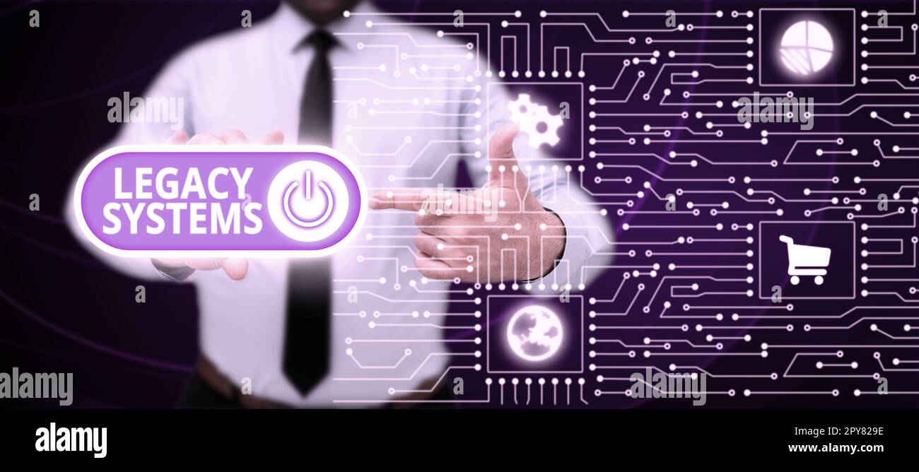 Sign displaying Legacy Systems. Business concept old method technology ...