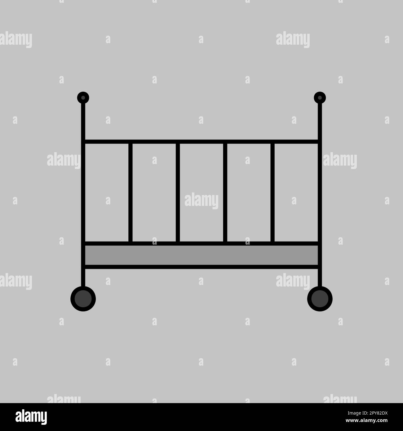 Classic wooden baby crib isolated vector grayscale icon. Graph symbol ...