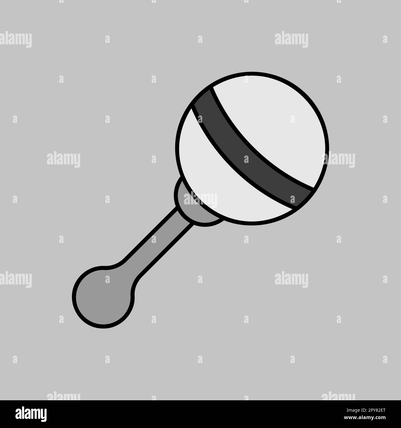Baby rattle toy vector isolated grayscale icon. Graph symbol for ...