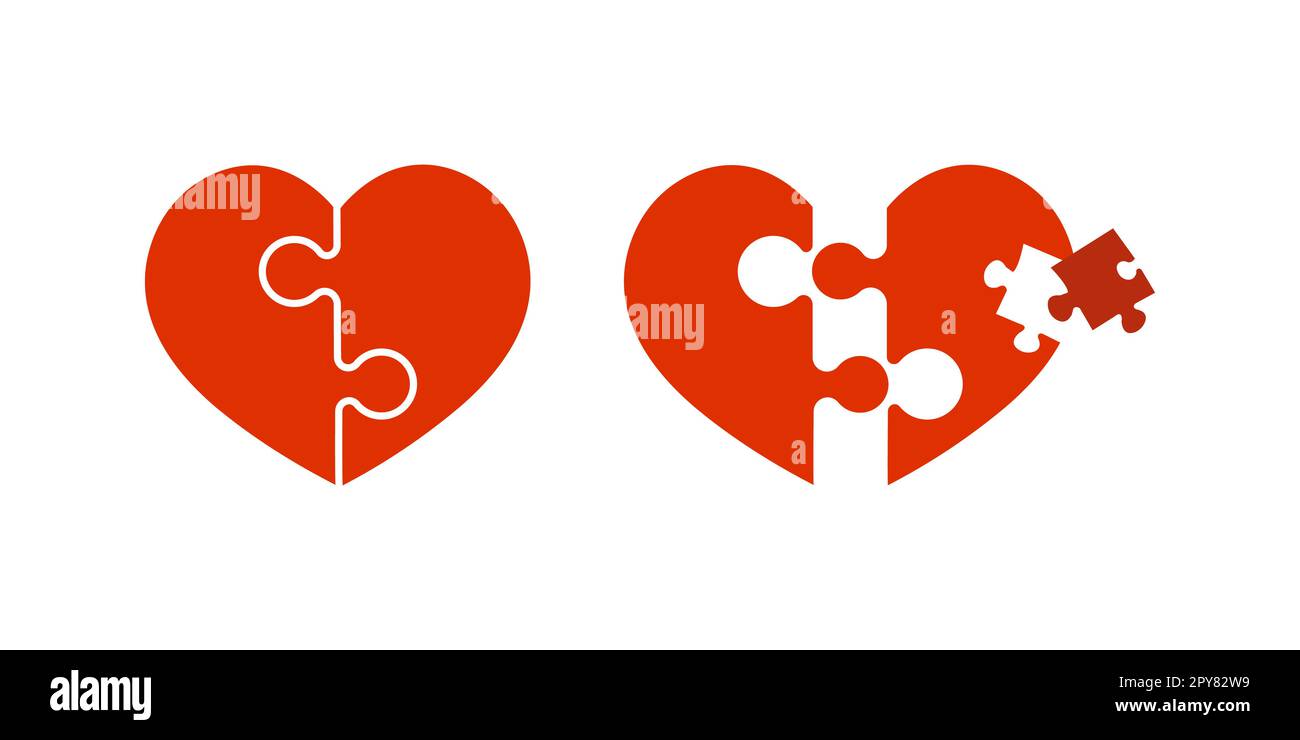 Red heart and missing piece Stock Vector Image & Art - Alamy