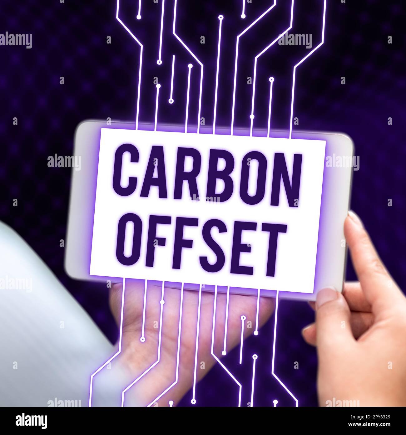 Sign displaying Carbon Offset. Business approach Reduction in emissions ...