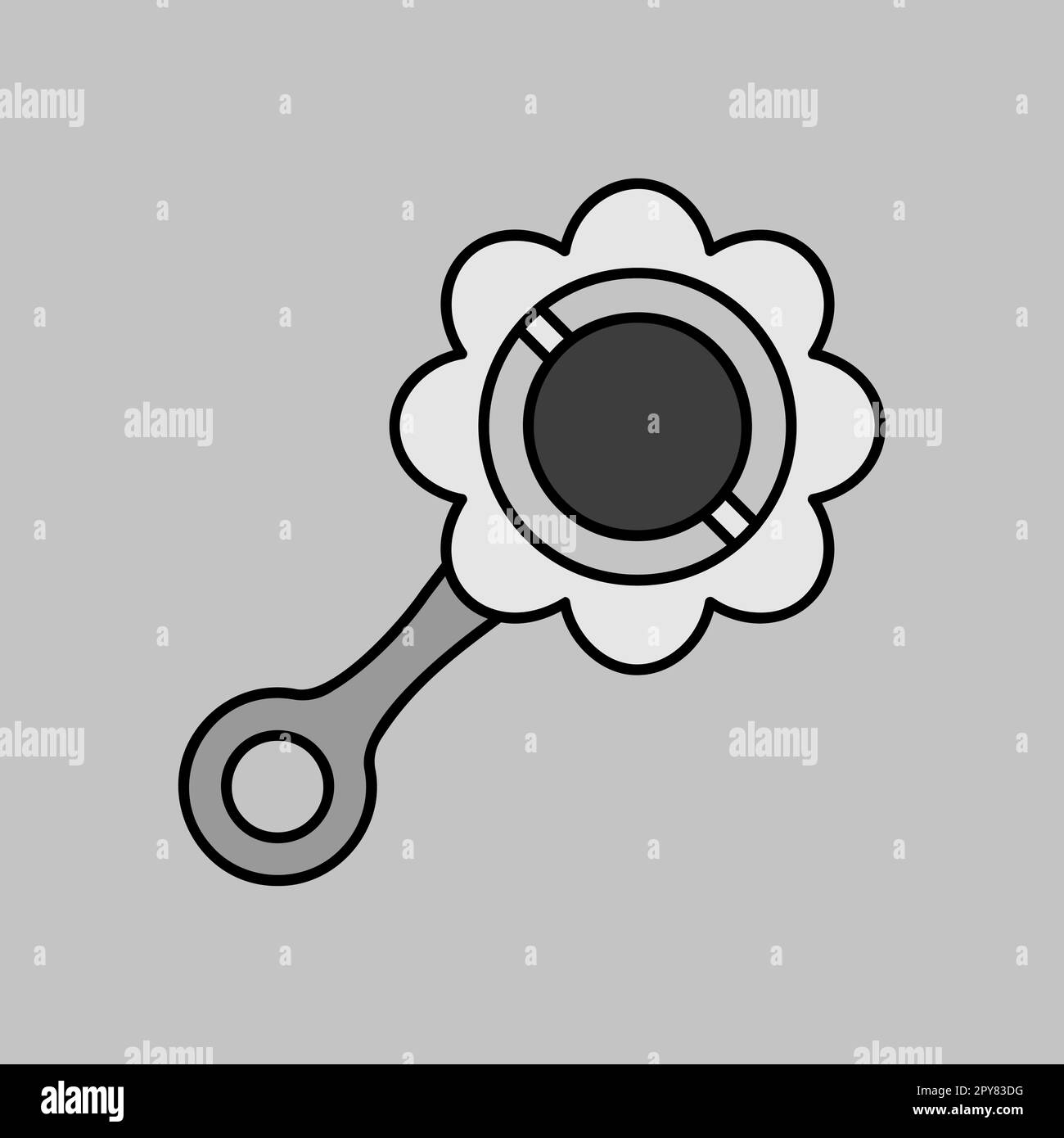 Baby rattle toy vector isolated grayscale icon. Graph symbol for ...