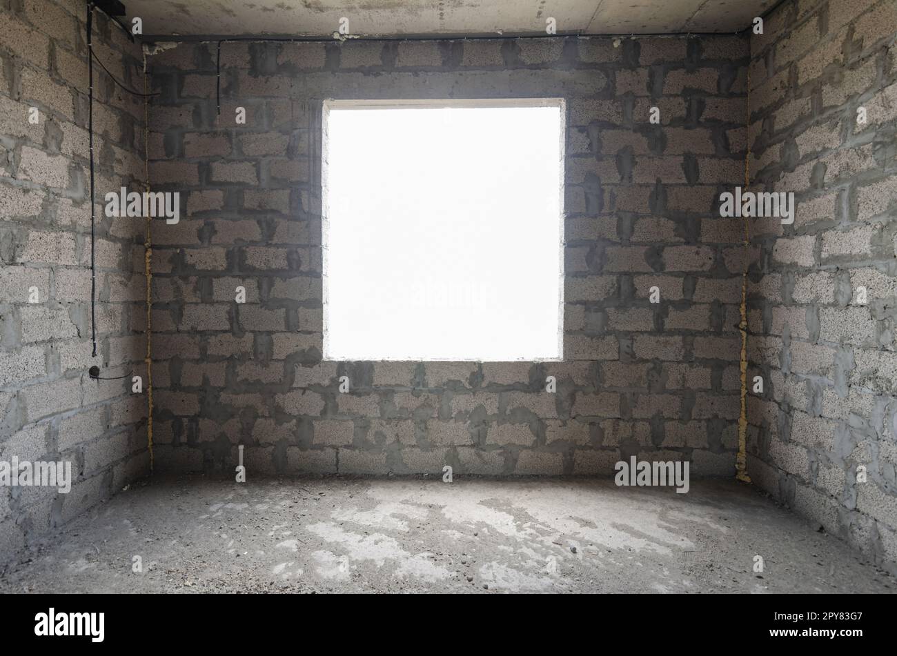 Construction of an individual residential building, view of a square ...