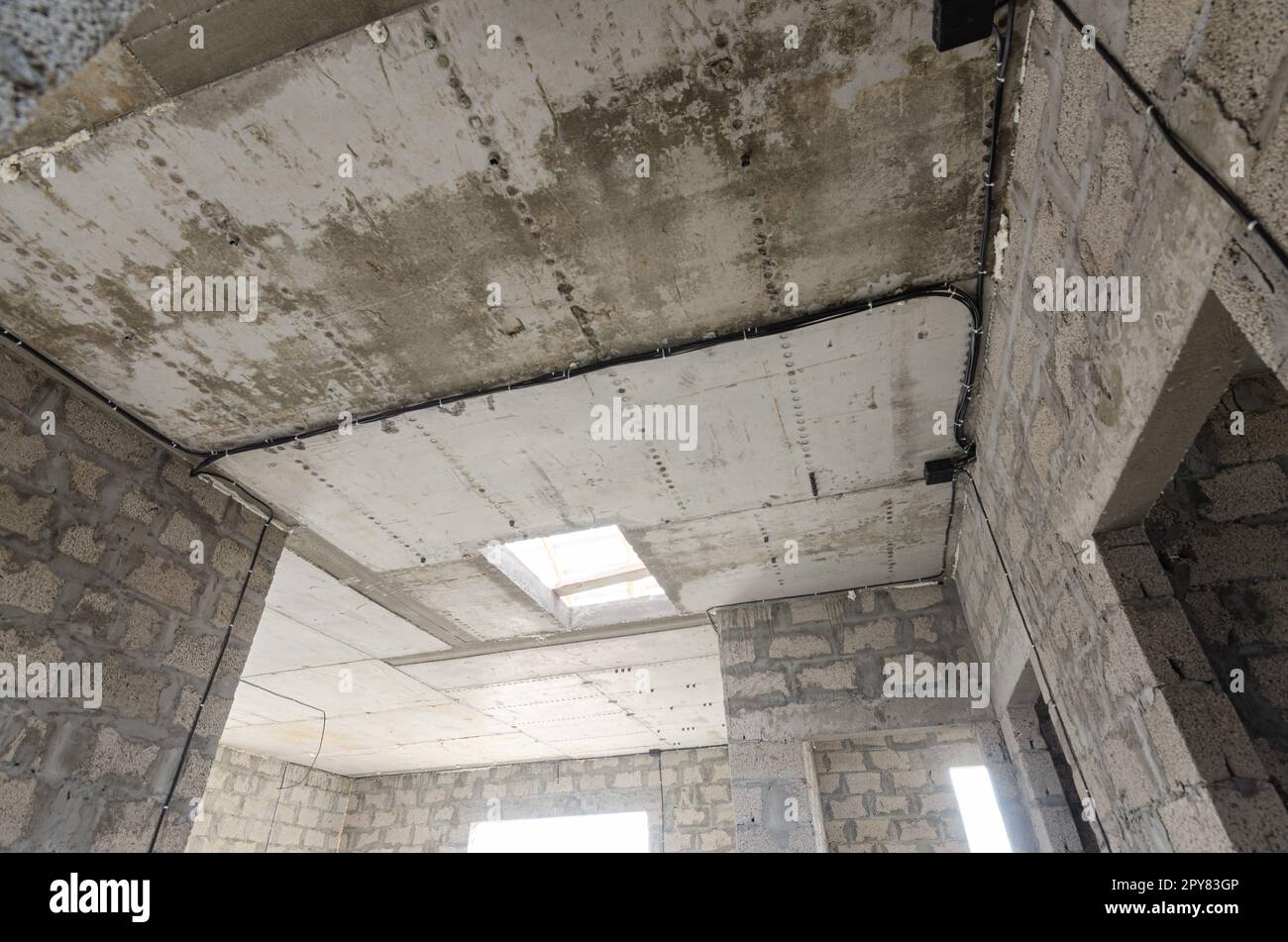 Construction of an individual residential building, view of the ...