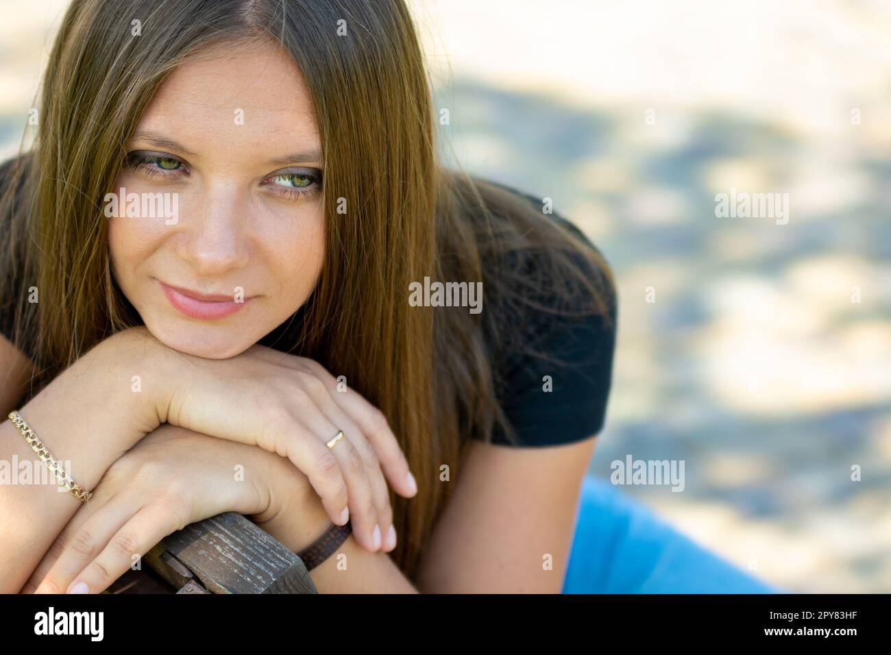 Close-up portrait of a beautiful girl of Slavic appearance, the girl ...