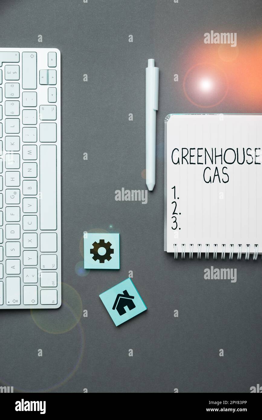 Handwriting text Greenhouse Gas. Word Written on carbon dioxide ...