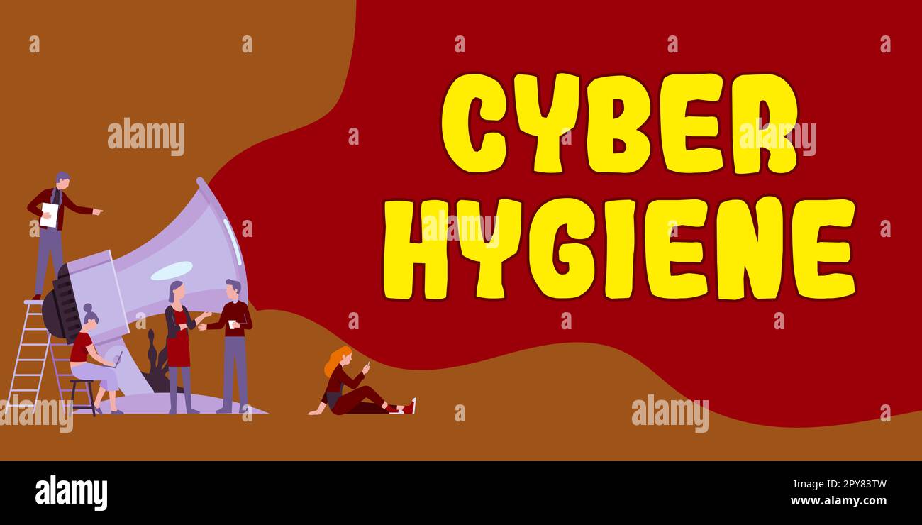 Text Sign Showing Cyber Hygiene Business Concept Steps That Computer