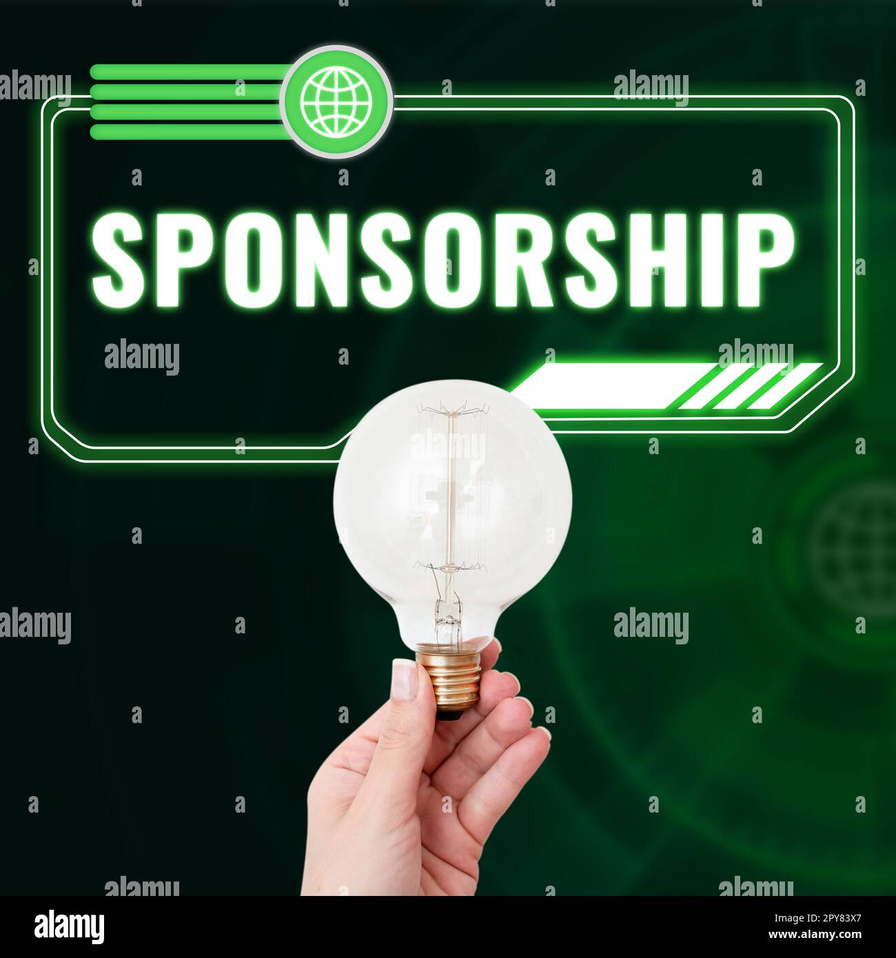 Writing displaying text Sponsorship. Concept meaning Position of being ...