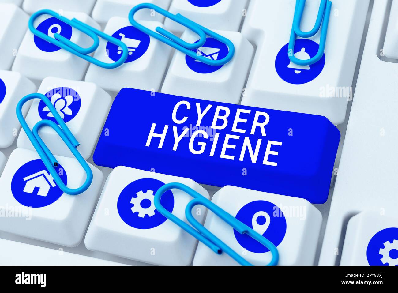 Hand writing sign Cyber Hygiene. Word for steps that computer users take to improve their cyber ...