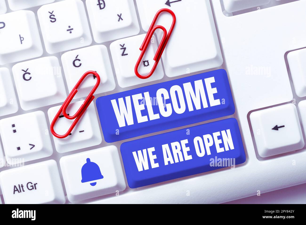 Inspiration showing sign Welcome We Are Open. Business concept Greeting ...